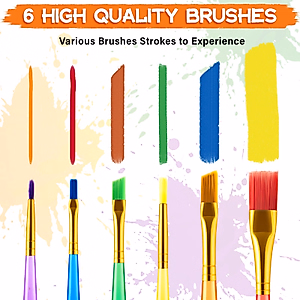 POPYOLA Acrylic Paint Set for Kids, Non Toxic Kids Painting Set with Tabletop Easel, Acrylic Paints, Smock, Canvases, Wooden Stencils, Brushes, Painting Kit Gift for Beginner Student Toddlers