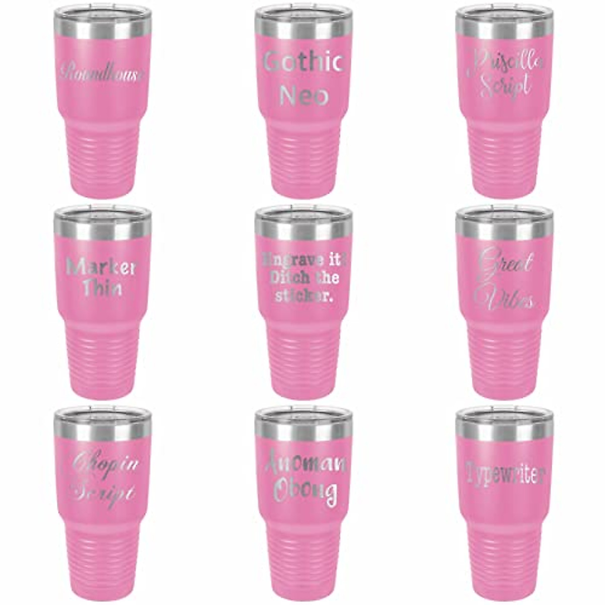 Your Name Text Engraved, Stainless Steel Tumbler, Customized cups, Double Wall Vacuum Insulated Mug Hot Cold Drink With Lid, Straw Option - 16 Different Colors (30oz, Personalize Name, Pink)