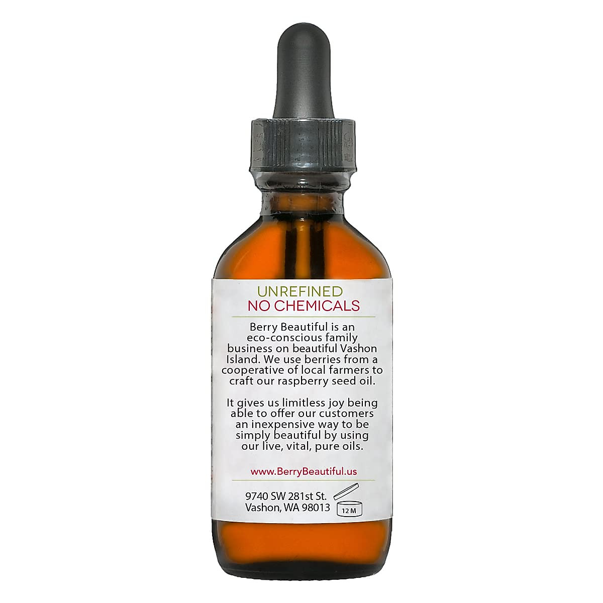 Berry Beautiful 100% Pure Red Raspberry Seed Oil – 2 fl oz | Sustainably Cold-Pressed from Northwest Co-op Raspberries