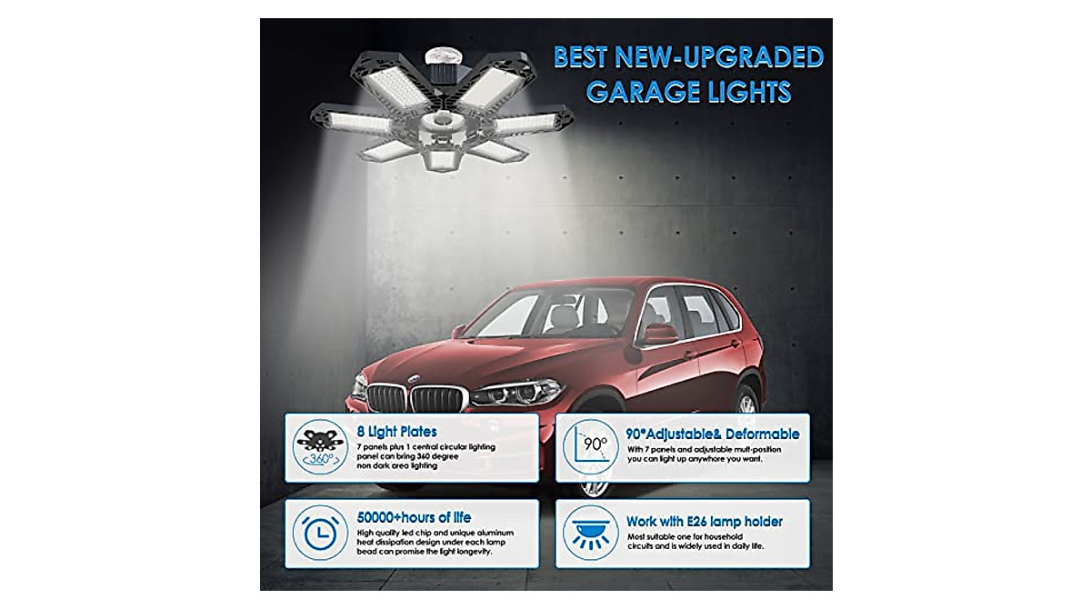 Ultra Bright 240W LED Garage Light - 7 Adjustable Panels