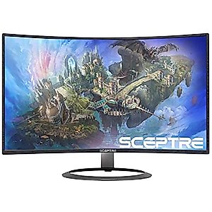 Sceptre Curved Gaming 32" 1080p LED Monitor up to 185Hz 165Hz 144Hz 1920x1080 AMD FreeSync HDMI DisplayPort Build-in Speakers, Machine Black 2020 (C326B-185RD)