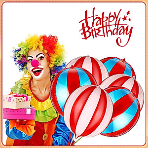 12 Pcs 22 Inch Big Carnival Decorations Carnival Theme Party Decorations Aluminum Circus Decorations 360 Degree 4D Carnival Balloons Halloween Carnival Birthday Party Supplies (Red White, Red Blue)