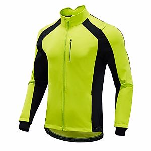 qualidyne Men's Winter Cycling Jacket Thermal Fleece Lined Bicycle Biking Jacket Cold Weather Windproof Softshell Windbreaker
