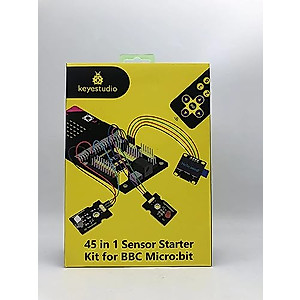 KEYESTUDIO 45 Sensors Starter Kit with Micro:bit V2.2 for Learning Microbit V2 Coding, Sensor Breakout Board, i2c LCD, OLED Display, Water Sensor, 5v Relay Accessories with Tutorials for Teens Adults