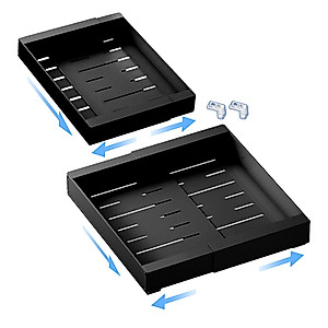 Expandable Pull out Cabinet Organizer with Sliding Drawer, Expandable (11.8"-18.1")Heavy Duty Slide out Drawer Adhesive Nano Film Slide Out Pantry Shelves for Kitchen,Bathroom,Pantry (2.7" H) (Black)