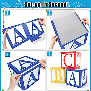 6 Pieces ABC and 123 Balloon Box Back to School Party Decoration 12 X 12 Inch ABC Alphabet Block Boxes Party Favor Balloon Inspire Story Birthday Party Decor for School Celebration Baby Shower