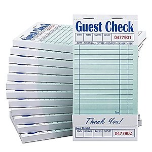 Batrical Guest Checks Server Note Pads 1000 Sheets Waitress Notepad for Restaurants (20 Books) 3.5" x 6.75" Per Ticket Book