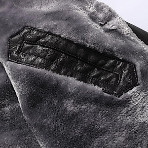 Hatop Men's Winter Fleece Jacket Sherpa Lined Faux Leather Jacket Warm Outwear Coat with Fur Collar, Black, 3X-Large