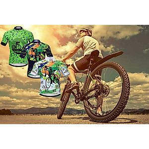 JPOJPO Cycling Jersey Men Short Sleeve Bike Shirt with Pockets Bicycle Clothing L