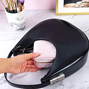 Fixwal Travel Plush Velvet Jewelry Box with Mirror Mini Jewelry Case for Women Girls Small Portable Organizer Boxes for Rings Earrings Necklaces Bracelet - Pink