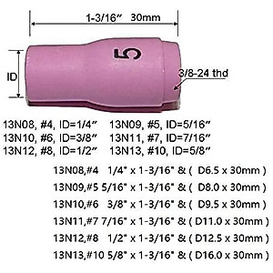 RIVERWELD TIG Alumina Nozzle Ceramic Cups #5 13N09 5/16" Orifice Fit PTA SR DB WP 9 17 18 20 25 26 TIG Welding Torch Accessories 10pk