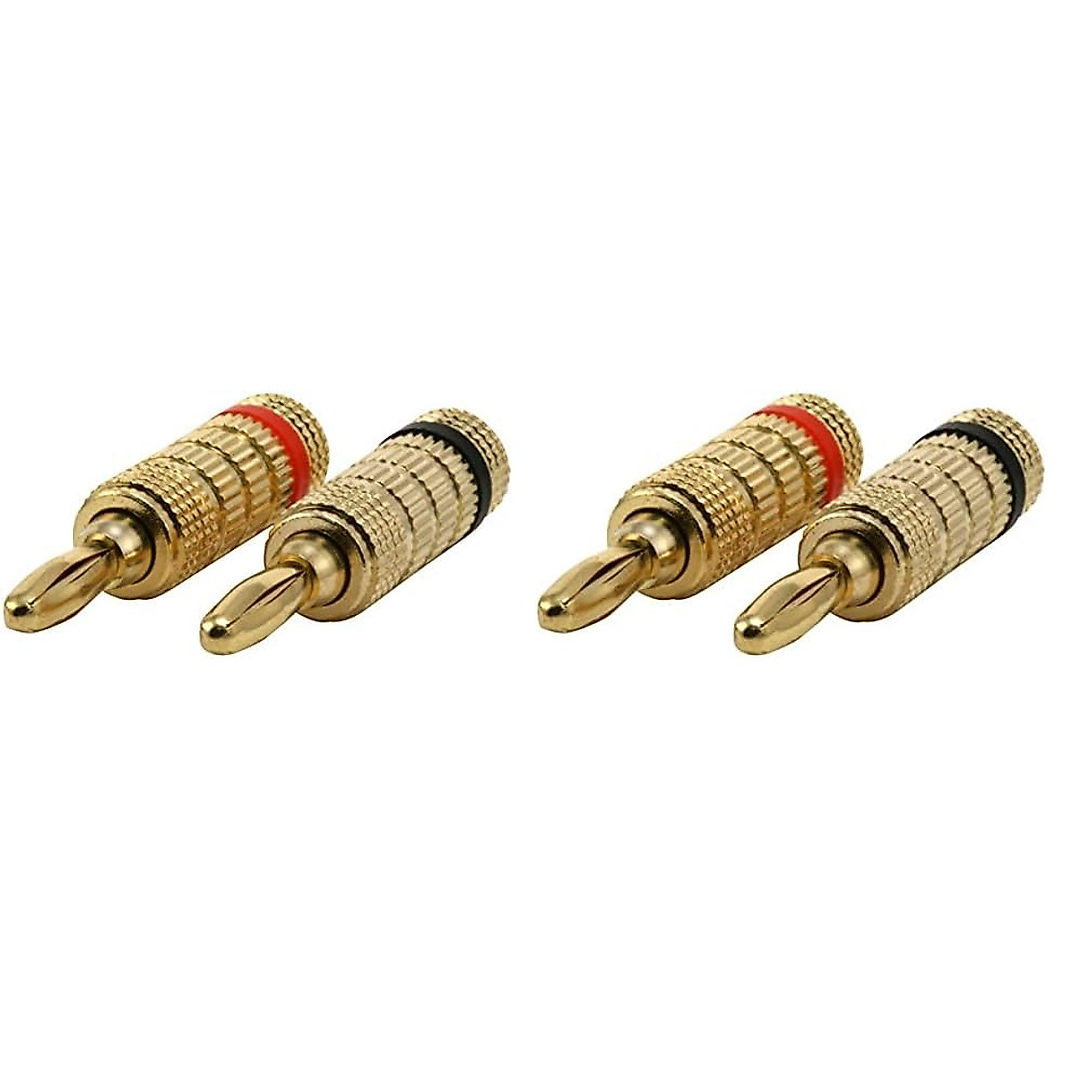 Monoprice Gold Plated Speaker Banana Plugs – 1 Pair – Closed Screw Type, for Speaker Wire, Home Theater, Wall Plates and More (Pack of 2)