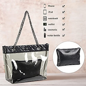 Candy Color 2 in 1 Chain Strap Clear Handbags Transparent Tote Purses for Women