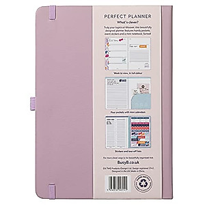 Busy B Perfect Planner A5 Week to View Diary January to December 2022 - Lilac Faux Leather Week to View Planner with Stickers & Tear-Out Lists