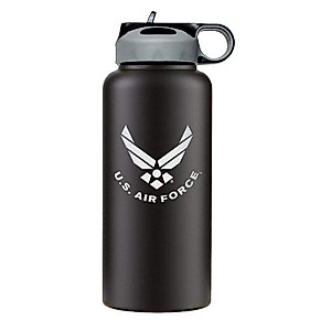 32oz Air Force Stainless Steel Insulated Water Bottle with Engraved USAF Logo - Air Force Gifts for Veterans | Disabled USMC Vet Owned SMALL Business
