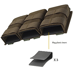 Triple Molle Mag Pouch 5.56 Tactical Open Top M4 M16 Magazine Holder Carrier with Quick Release Magazine Pouch Insert RG