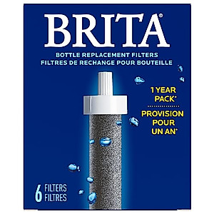 Brita Water Bottle Replacement Filters, BPA-Free, Replaces 1,800 Plastic Water Bottles a Year, Lasts Two Months or 40 Gallons, Includes 6 Filters, Kitchen Essential