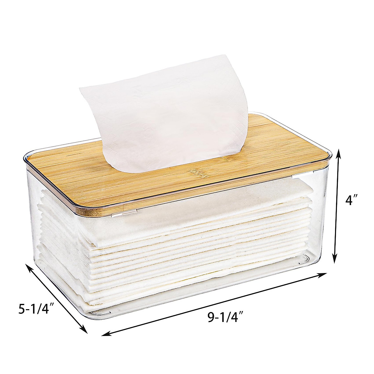 Jucoan 2 Pack Clear Acrylic Tissue Box Cover, Rectangle Paper Facial Tissue Box Holder, Dryer Sheet Dispenser for Laundry Room, Bathroom, Kitchen, Home