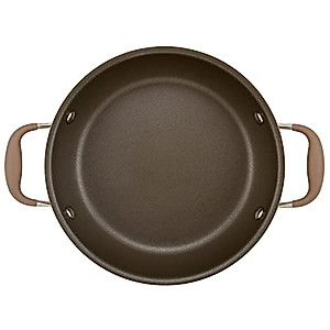 Anolon 83868 Advanced Hard Anodized Nonstick Stockpot / Dutch Oven with Frying / Skillet Pan - 5 Quart and 11 Inch, Bronze Brown