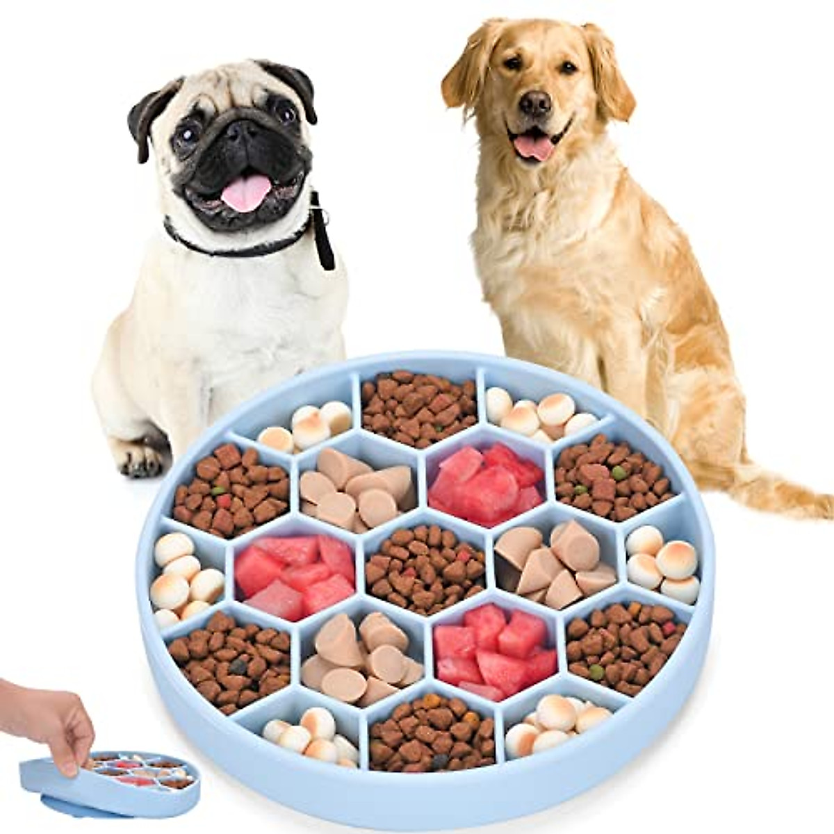 ALLYGOODS Silicone Slow Feeder Dog Bowls Large Breed/Medium Sized Dog/Small Breed - Dog Food Bowls for Large/Medium/Small Sized Dog - Dog Dishes for Big/Large/Medium/Small Breed Dogs Slow Feeder