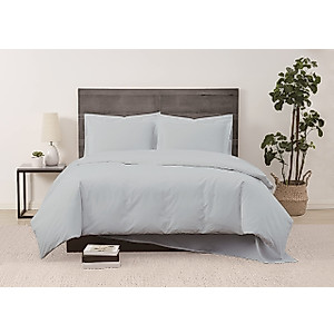 CANNON Solid Percale 200 Thread Count Duvet Sets Light Blue 100% Cotton 3-Piece King Duvet Set, Solid Color Themed, Adult Bedding, Oeko-TEX Certified