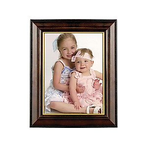 Lawrence Frames Walnut and Black Wood Picture Frame, Gold Line, 8x10,Brown