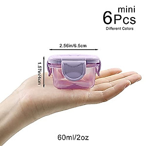 LELE LIFE 6Pcs Mini Food Storage Containers, Leakproof Lids, Condiment Sauce Containers, Mini Freezer Storage Containers Airtight Containers, Dishwasher Freezer and Microwave Safe, 2oz