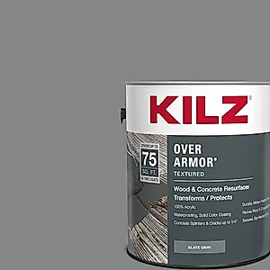 KILZ Over Armor Wood & Concrete Resurfacer, Exterior, Textured, Slate Gray, 1 Gallon