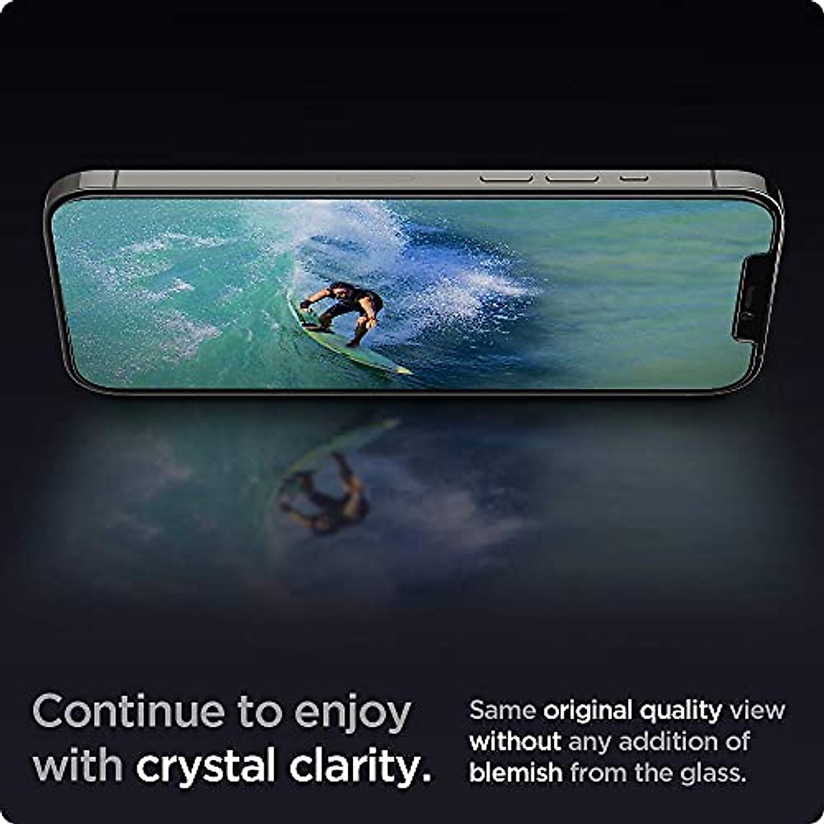 Spigen Tempered Glass Screen Protector [GlasTR EZ FIT] designed for iPhone 12 (2020) / iPhone 12 Pro (2020) [Case Friendly] - 2 Pack