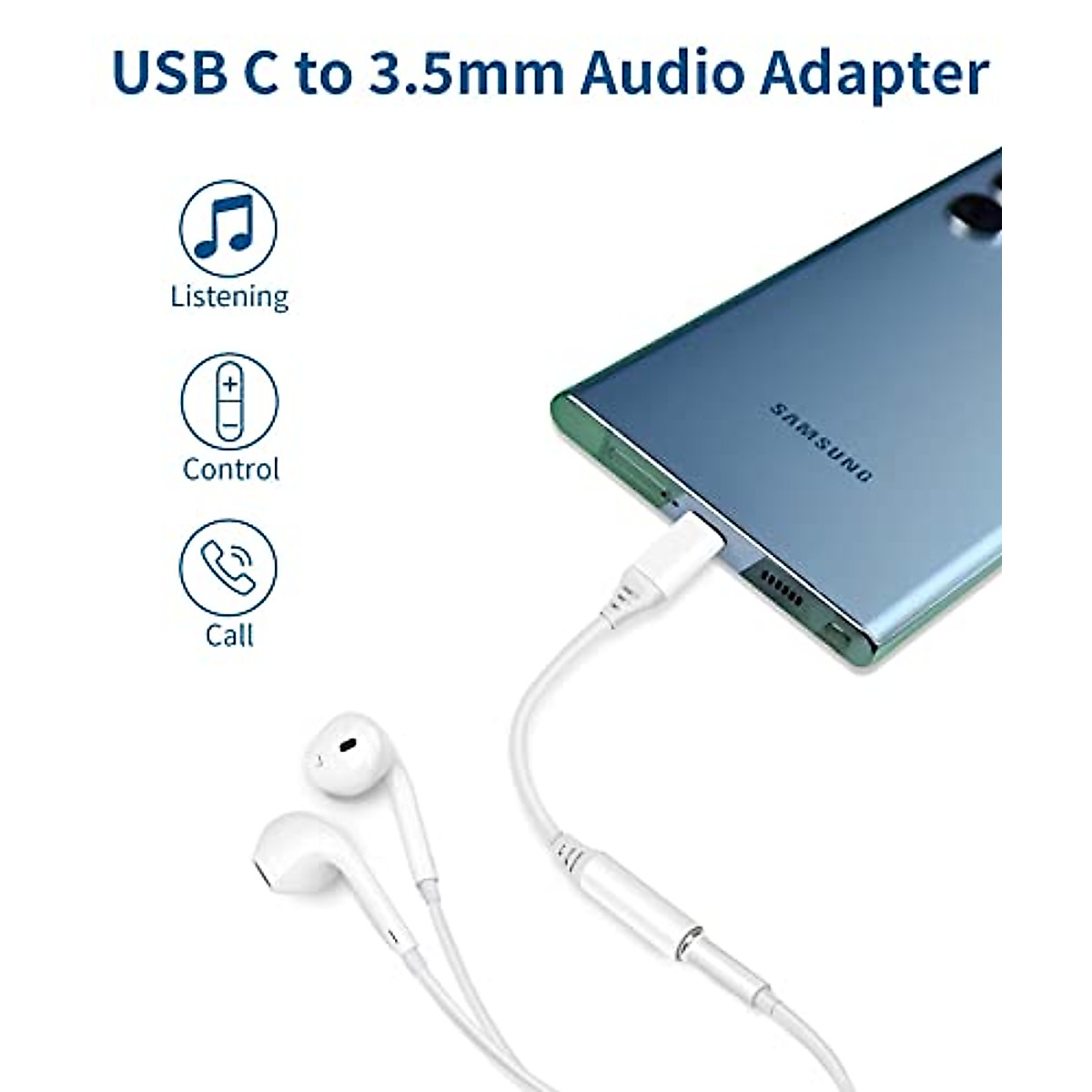 USB C to 3.5mm Headphone Jack Adapter, 2 Pack ENVEL Type C to Aux Audio Cable Compatible with iPhone 15 Pro Max Samsung Galaxy S23 S22 S21 S20 FE Ultra 5G, iPad Pro, Google Pixel 5/6/7