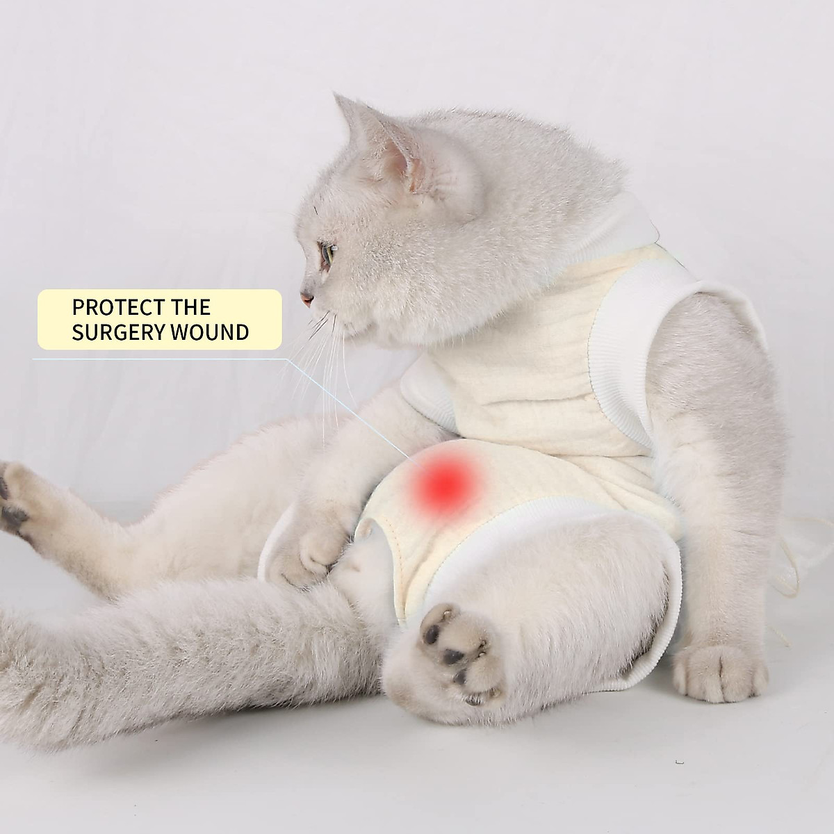 WZ PET Cat Surgery Recovery Suit,Soft Recovery Suit for Cats After Surgery Wear,Professional Cat Recovery Suit Female(Yellow,S)