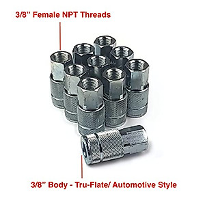 Primefit TC3838FS-B10-P (10-Pack) Automotive T-Style 3/8" x 3/8" Female Steel Coupler