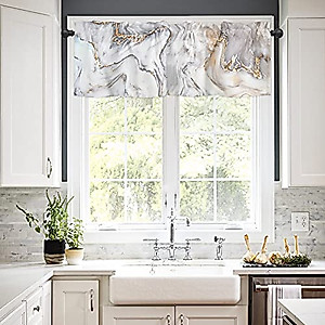Crystal Emotion Window Curtains Vanlance Rod Pocket Curtain Drapery for Living Room Kitchen Bathroom, Wild Marble, Soft&Washable Small Window Treatment Valances, Abstract, 1 Panel, 54x18inch