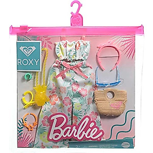 Barbie Storytelling Fashion Pack of Doll Clothes Inspired by Roxy: Matching Floral Top & Pants with 7 Accessories Dolls Including Pineapple Purse, Gift for 3 to 8 Year Olds
