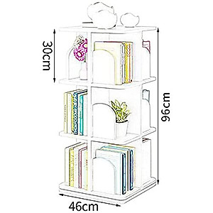 Sling Bookshelf 3 Layers Landing Rotating Chassis Bookcase Multifunction Solid Wood Living Room,3 Colors, 2 Styles (Color : Pink, Size : Square 46X46X96cm)