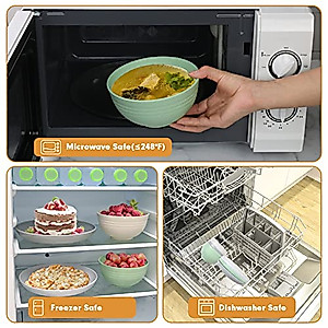 Wheat Straw Dinnerware Sets for 4, 48PCS Unbreakable Microwave Dishwasher Safe Dinnerware Set for Kids Adults, Reusable Lightweight Plates Cups and Bowls Set for Camping Kitchen Picnic Dorm Rv Dishes