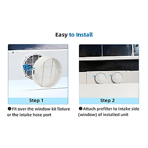 Washable Hose Pre-filter for Portable Air Conditioner, Perfect Fit, 5’’ Diamiter 1 Pack White