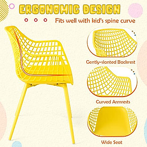 Costzon Kids Chair, 4-Piece, Child-Size Chairs with Curved Backrest, Ergonomic Armrests, Metal Legs & Anti-Slip Foot Pads, Toddler Furniture for Playroom, School, Daycare, Toddler Chairs (Colorful)