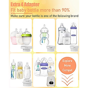 Babyaid Portable Bottle Warmer, Fast Heating Bottle Warmer with 4 Adapters, 4 Gears Temperature Smart Control Bottle Warmer, Cordless Trval Baby Bottle Warmer for Breastmilk or Formula, Pearl White