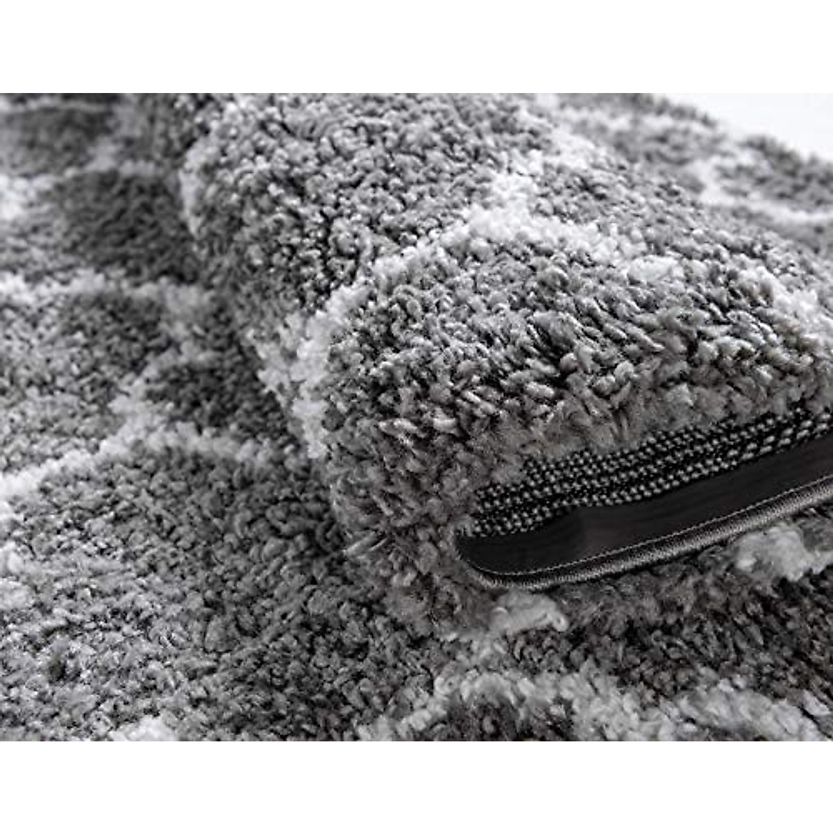 Unique Loom Rabat Shag Collection Area Rug - Marble (5' 1" x 8' Rectangle, Gray/ Ivory)