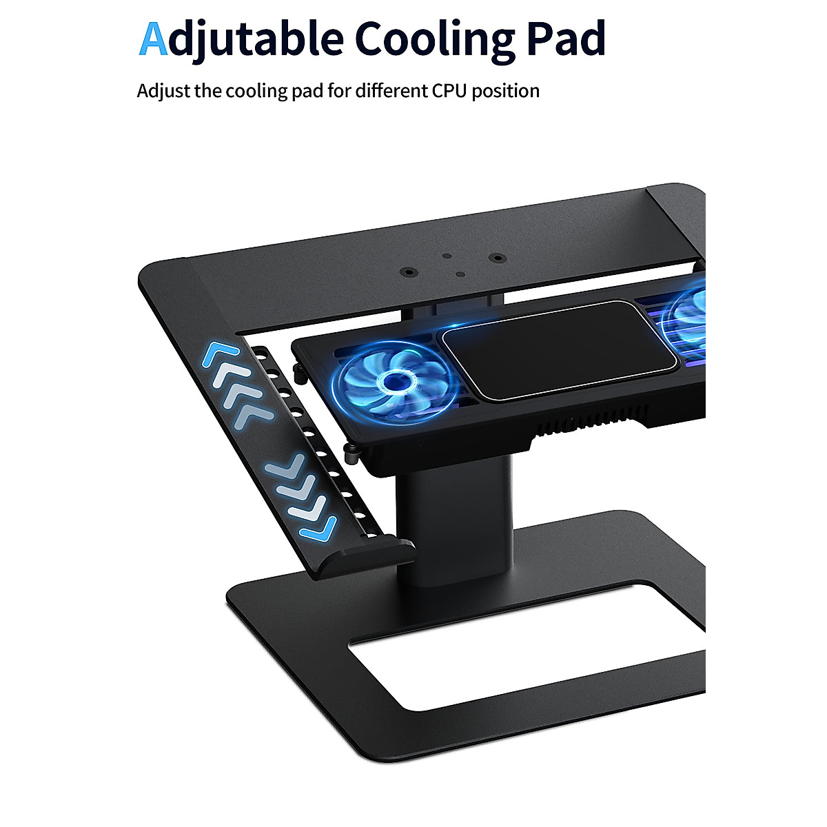 ERGOPOLLO Laptop Cooling Pad with Removable Semi-Conductor Cooling Chips and Two Cooling Fans, Adjustable Laptop Cooler Stand for Desk Compatible with 10 to 15.6 Inches Notebook PC Computer, Black