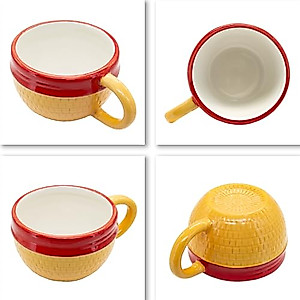Eoilya Anime One Piece Coffee Mug Cup with Saucer Luffy Straw Hat Ceramic Tumbler Merchandise Gifts Sets for Adults Fan's Gift or Souvenir (Luffy)