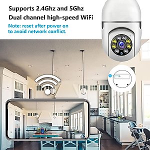 SSYING 2PCS Light Bulb Camera, 1080P 2.4G/5.0GWireless Light Bulb Camera WiFi Outdoor 360 Degree, Light Bulb Security Camera with Motion Detection, Two-Way Audio，Free Cloud Storage