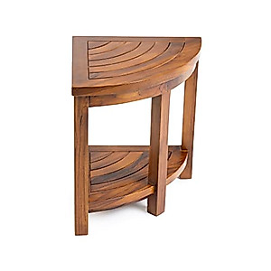 ALATEAK Corner Wood Bath Spa Shower Stool Table Bench Shelf Storage Fully Assembled 15"