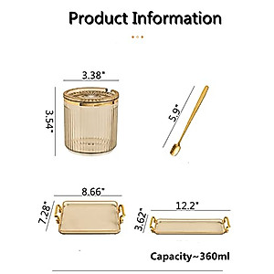 Acrylic Condiment Spice Jars,Condiment Spice Box With Lids and Spoons and Tray,Clear Plastic Condiment Canisters,Seasoning Box 3 Pack,Seasoning Box Set for Kitchen to Storage Salt,Paprika,Sugar