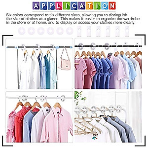 Glarks 46Pcs White Round Clothing Size Closet Rack Dividers Hangers and Rectangular Clothing Rack Size Dividers with 12Pcs White Labels and 5 Marker Pens Used for Home Closet Cloth Store