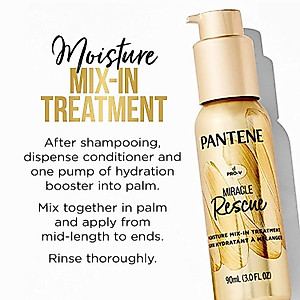 Pantene Hair Spray Miracle Rescue Leave In Conditioner Spray & Mix-In Treatment, Boost of Hydration for Damaged Hair, 5.7 Fl Oz and 3 Fl Oz Each