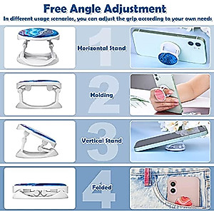 6 Packs Phone Grip Holder for Phones and Tablets, Flowing Marble Texture Multi-Function Collapsible Phone Finger Holder, Compatible with iPhone Samsung Galaxy All Smartphone - Pink Marble Blue Marble