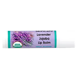 2-Pack Organic Lavender Lip Balm -USDA Certified Organic. 70% Organic Jojoba Oil, Organic Beeswax, Soothes and Softens Dry, Cracked, and Sensitive Lips, Natural Lavender Scent No Taste, 0.15 oz/4.6 gm