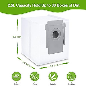 12 Pack Replacement Roomba Vacuum Bags, Compatible with iRobot Roomba i7, i7+, i3, i3+, j7, j7+, i8, i8+, i4, i4+, i6, i6+, i7Plus, s9, s9+, i & s & j Series Automatic Disposal Dust Bags